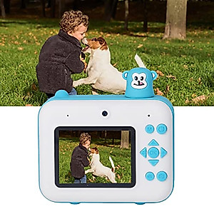 Camera for Kids, Child Selfie Camera Toy with 2.4in LCD Screen, Dual Lens HD 1080P Thermal Printing Camera with Lanyard Boys Girls (Sky Blue)