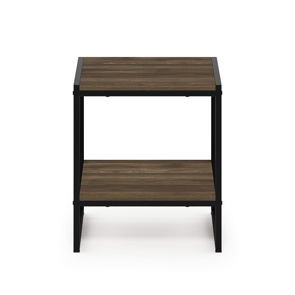 FURINNO Camnus Modern Living 2-Tier End Table, Columbia Walnut, 15.9 in x 15.75 in x 18 in