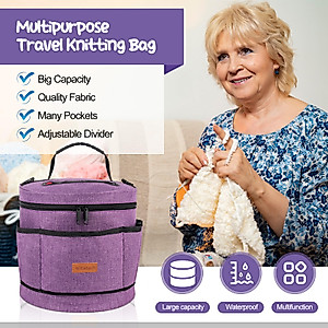 Katech Crochet Bag Yarn Storage Organizer, Knitting Bag Yarn Bag for Crocheting, Yarn Storage Yarn Holder for Crochet Yarn, Crochet Hooks, Crochet Accessories, Knitting Kit, Knitting Crochet Supplies