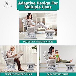 Brisbane Nursery Glider & Ottoman Sets, Glider Recliner Nursery Rocking Chair, Nursery Glider Rocker with Ottoman, Reclining Gliders & Chairs for Breastfeeding, Maternity, Napping - Light Gray