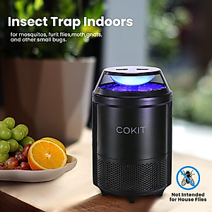 COKIT Indoor Insect Trap 2 Pack Fruit Fly Trap for Indoors Dual-Mode Bug Zapper Indoor Insect Trap with Suction, Bug Light & 6 Glue Boards Non-Zapper Traps for Mosquito, Gnat, Moth, Fruit Flies