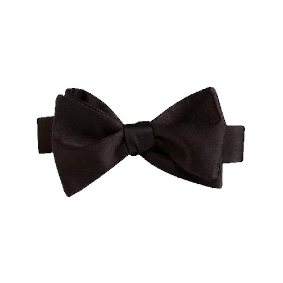 David Donahue Mens Classic Self Tie Silk Solid Black Luxury Tuxedo Formal Bow Tie, Black Satin (HT100001)