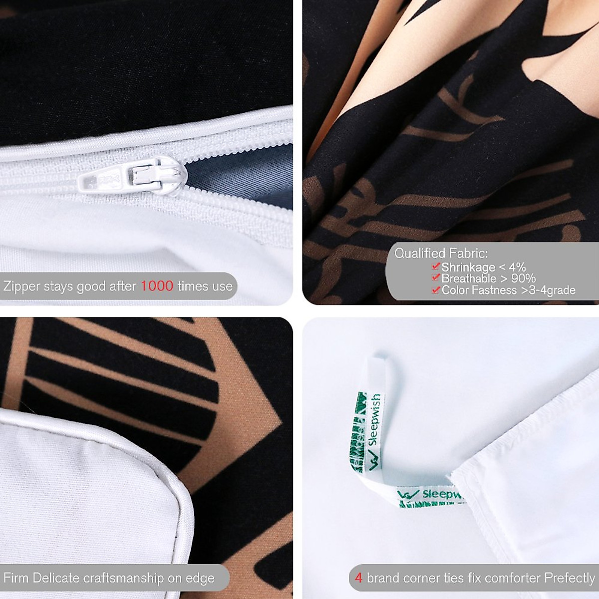 Sleepwish Gold Black Tortoise Bedding 3D Printed Golden Duvet Cover Turtle Floral Pattern Funky Duvet Cover Bedspread Quilt Cover (Queen)