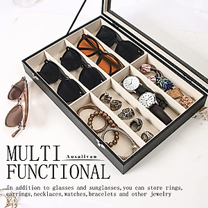 LongMen 8 Slot sunglass organizer case,sunglasses storage box, 5 Tier sunglass holder for multiple glasses, eyeglass display stand,sunglass rack For men and women