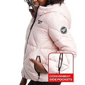 Reebok Girls' Winter Coat - Heavyweight Quilted Sherpa Fur Lined Cropped Puffer Parka - Casual Jacket for Girls (4-16), Size 10-12, Blush