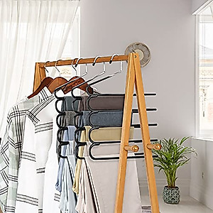 HuaQi Hangers Space Saving Hangers for Closet Organizer Non Slip Closet Storage Organizer for Jeans Towels Scarves (Black, 4)