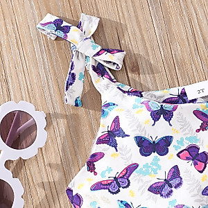 zarmfly Girls 2 Piece Short Set Baby Girl Summer Clothes Butterfly Tank Tops and Shorts Set Infant to Toddler 2t