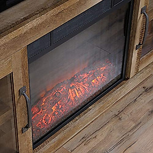 Sauder Dakota Pass Entertainment/Fireplace Credenza, For TV's up to 60", Craftsman Oak finish