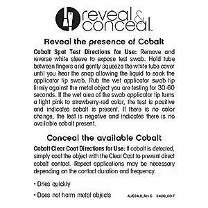 Reveal and Conceal Cobalt Test Kit by Smart Practice - Detecting Cobalt is a Snap - Test for Cobalt in Your Jewelry and Prevent Skin Exposure With Liquid Clear Coat - Includes 10 Test Swabs