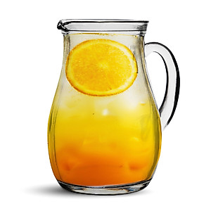 Amici Home Roxy Glass Water Pitcher with Handle and Spout | Round Jug with Ice Lip | Great for Iced Tea, Sangria, Lemonade, Juice | Made in Italy (Small)