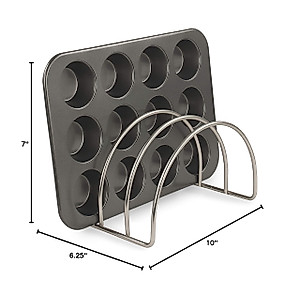 Spectrum Diversified Euro Arc Lids for Pots & Pans, Kitchen Cupboard Storage & Organization, in-Cabinet Skillet & Bakeware Organizer, Satin Nickel