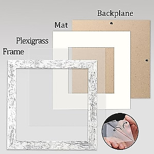AVEAX 6x6 Picture Frame Display Pictures 4x4 with Mat or 6x6 Without Mat, Set of 4 Square Photo Frame for Wall or Tabletop White