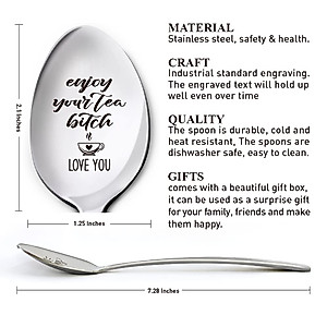 Friendship Spoon Gifts for Women Friends, Love You for Infini Tea, Birthday Christmas Gifts for Mom Tea Lover Besties Best Friends Bff Sister, Engraved Stainless Steel Tea Spoon Gifts for Tea Lover