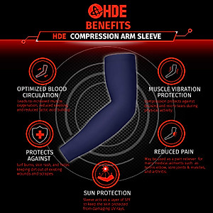 HDE Arm Compression Sleeves for Kids Basketball Shooting Sleeve - Youth Sports Football Baseball Softball Navy Blue - YS