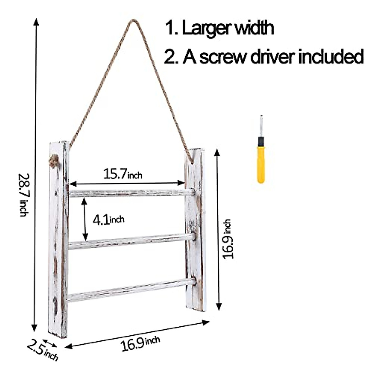 HoreZer Hanging Towel Rack Wall-Mounted,Ladder Hand Towel Rack for Bathroom Hanging Blanket Ladder Rustic Farmhouse Decorative Towel Rack Storage Shelf