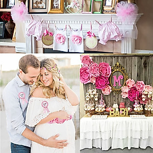 Baby Shower Sash Maternity Sash Mommy to Be & Daddy to Be Corsage Pink Flower Crown Pregnancy Sash Flower Belly Belt Baby Shower Kit Party Favors Baby Boy Pregnancy Photo Prop