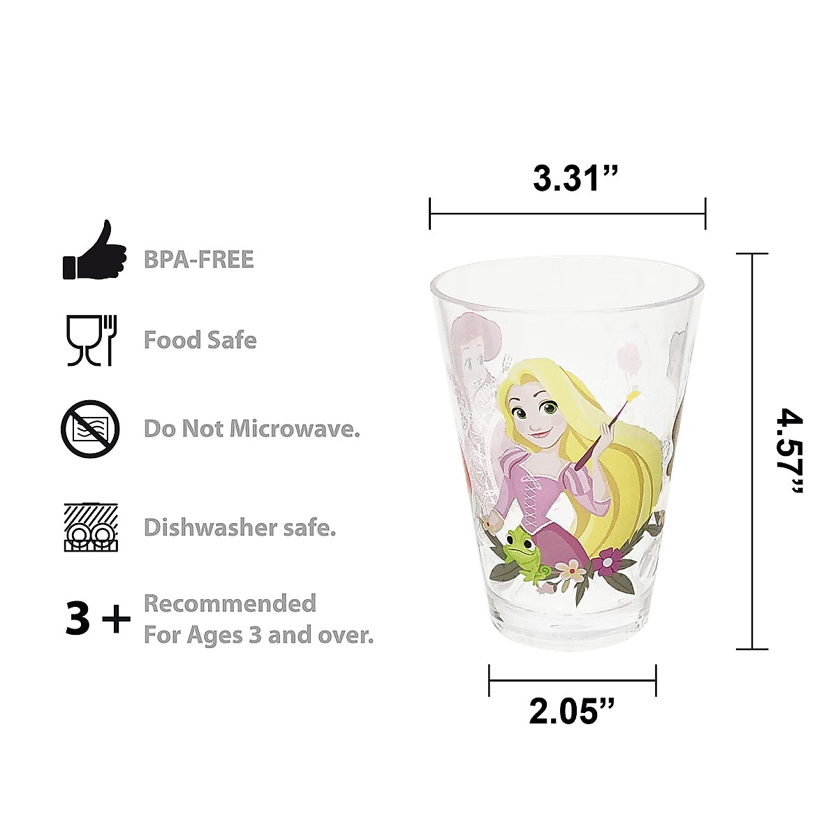 Zak Designs Disney Princess Dinnerware Set Includes Embossed Plate, Bowl, and Tumbler, Made of Durable Plastic Material and Perfect for Kids (3 Piece Set, Ariel & Belle & Rapunzel)