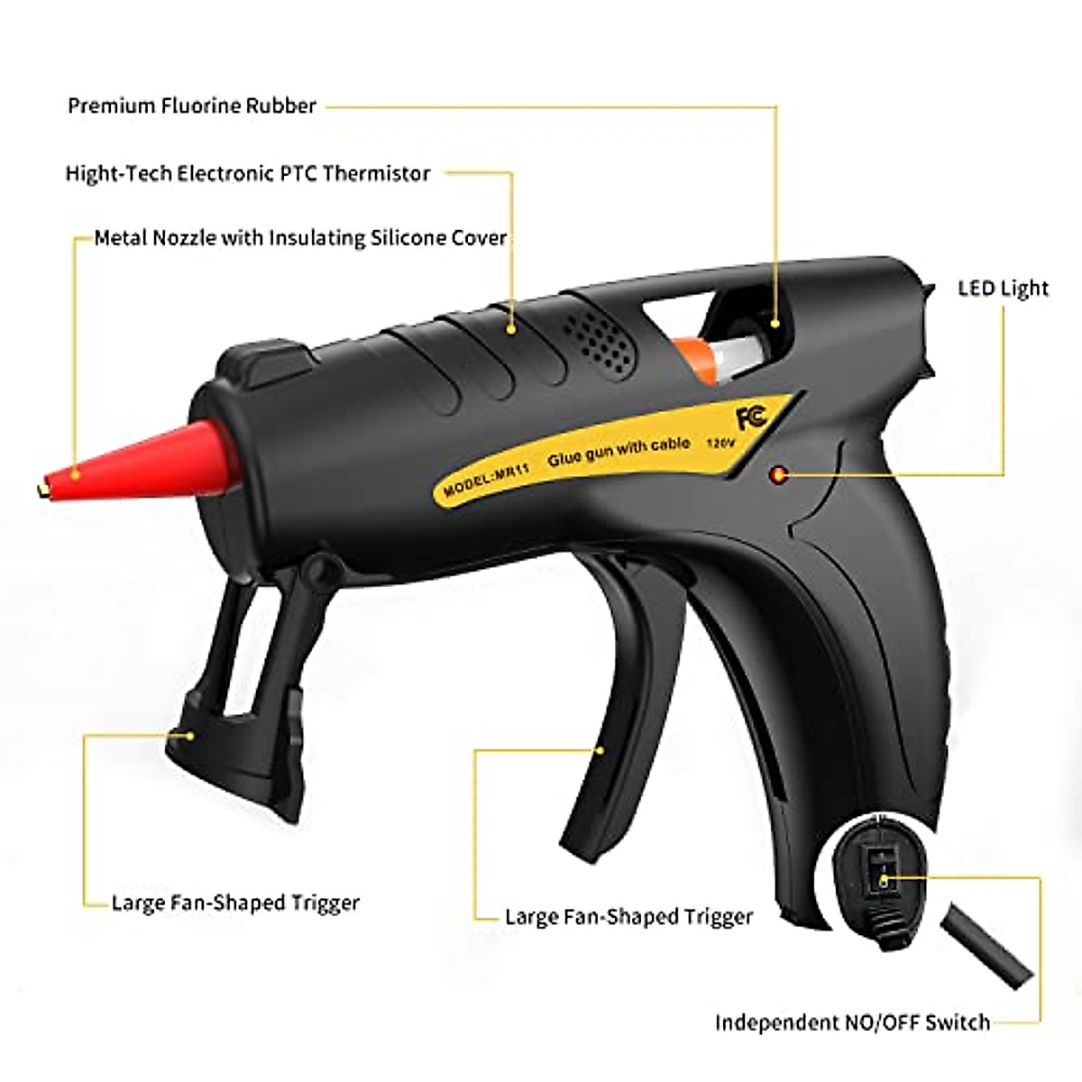 mofa Glue Gun,30W Mini Hot Glue Gun Kit with 20Pcs Glue Sticks,Hot Melt Glue Gun for DIY Crafts,Quick Repairs,Decorations,Home,School, Office Arts (Black)