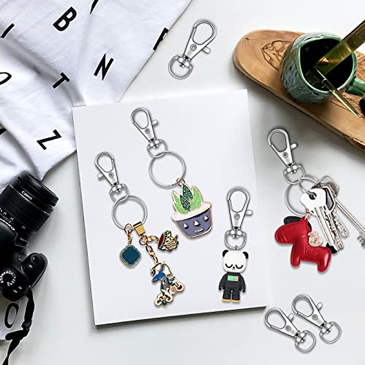 104PCS Swivel Snap Hooks with Key Rings, Metal Lobster Claw Clasp, Keychain Rings for Crafts 1.25inch/32mm