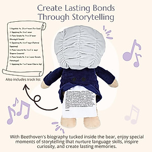 Vosego Ludwig Van Beethoven Virtuoso Bear – Plays 40 Mins of Classical Music, Educational & Soothing Musical Teddy Bear for Babies & Toddlers, Ideal