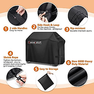 65 Inch Grill Cover, Heavy Duty Waterproof BBQ Grill Cover, Special Fade and UV Resistant Material, Durable and Convenient, Rip Resistant, Fits Grills of Weber Char-Broil Nexgrill and More