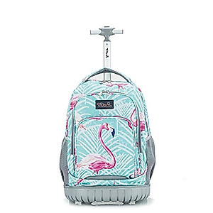 Tilami Kids Rolling Backpack 18 inch Boys and Girls Laptop Backpack, Flamingos