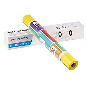 guangyintong Heat Transfer Vinyl Yellow HTV Rolls, 12" x 10ft Yellow Iron on Vinyl for T-Shirts, Matte Surface Yellow HTV Vinyl for All Cutter Machine Easy to Cut & Weed for Heat Vinyl DIY Design