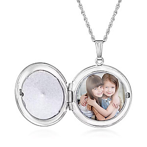 Sterling Silver Compass Locket Necklace With Sapphire Accent. 18 inches