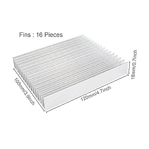 Aluminum Heat Sink Heatsink Module Cooler Fin for High Power Transistor Semiconductor Devices with 16 Pieces fins 120mmx 100mm x 18mm (2 Pieces)