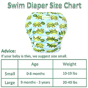 wegreeco Baby & Toddler Snap One Size Adjustable Reusable Baby Swim Diaper (Diving, Ocean, Turtle, Large, 3 Pack)