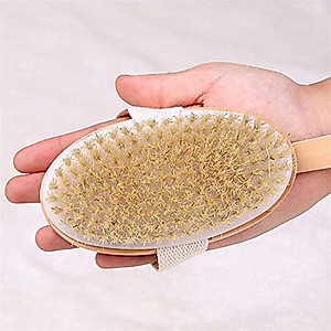 INGVY Dry Brushing Body Brush Wooden Long-Handled Bath Brush Massage Bristle Brush Rubbing Bristles Bathing Soft Brush and Back Artifact