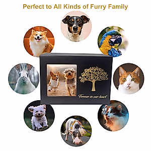 Amvnotia Pet Memorial Urns for Dogs or Cats Ashes, Large Wooden Dog Cremation Urns with Personalized Photo Frame, Dog Urn Keepsake Box with Ashes Bags, Loss Pet Remembrance Gift, Waterproof Face