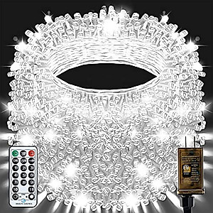 Outdoor Fairy 1080 LED String Lights 364FT - 8 Modes, Remote & Plug-in | Waterproof, Perfect for Christmas, Halloween, Bedroom & Party Decorations (Cool White)