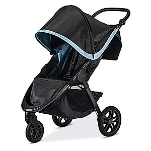 Britax B-Free Stroller, Frost - All Terrain Tires - Adjustable Handlebar - One Hand Fold - Large UV50 Canopy