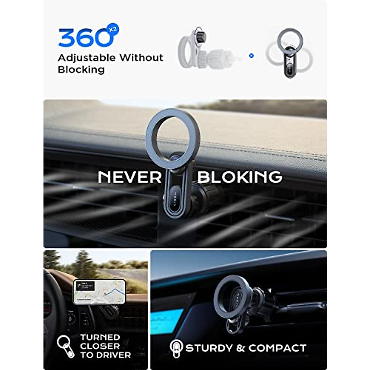 LISEN Fits MagSafe Car Mount for iPhone Holder [20 Strongest Magnets] Magnetic Phone Holder for Car Vent Car Accessories Cell Phone Holder Mount for iPhone 14 13 12 Pro Max Mini Plus MagSafe Case