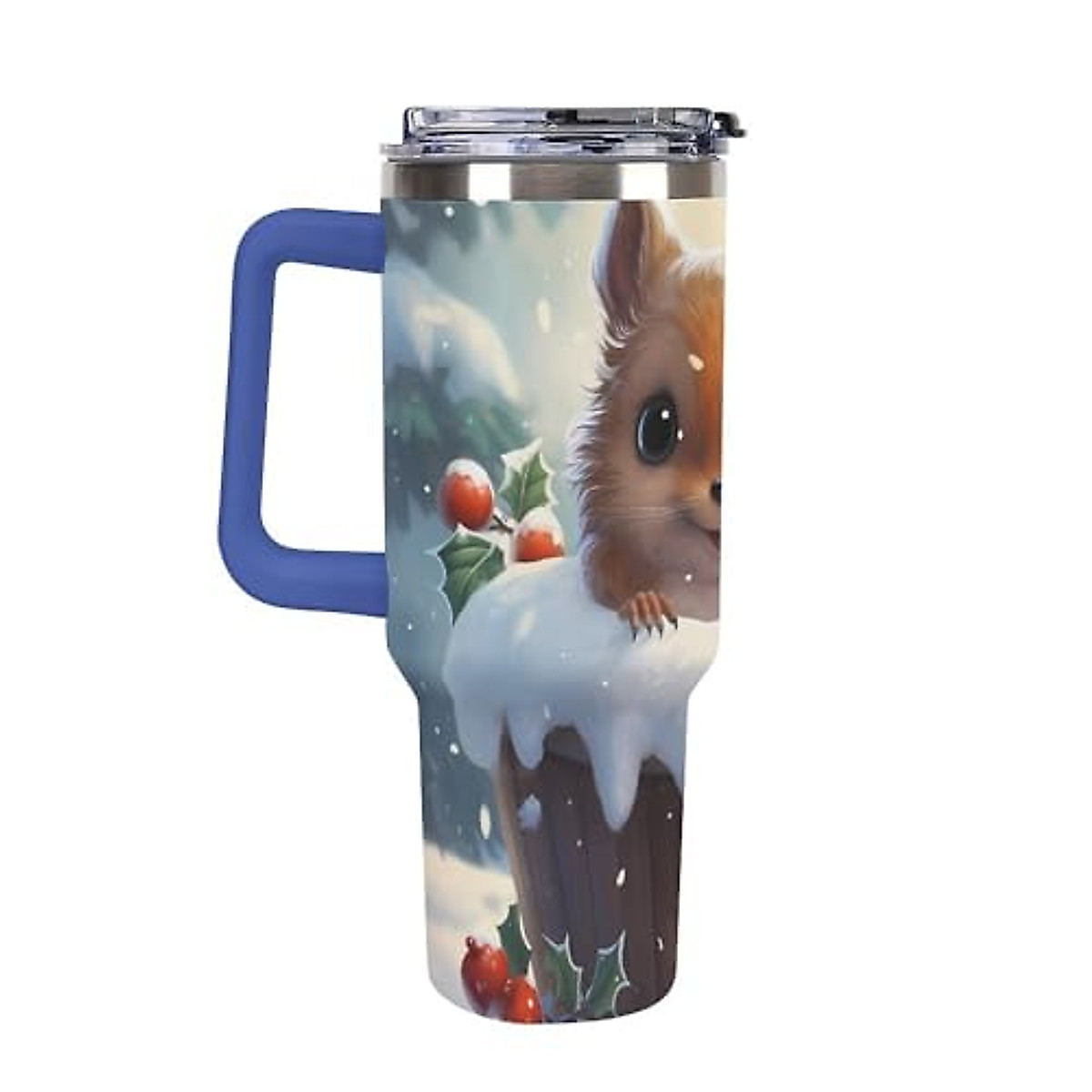 Squirrel 40 Oz Car Cup Stainless Steel Travel Mug Leak-Proof Insulated Tumbler with Handle Deep Blue-style
