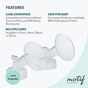 Motif Medical, Luna Breast Shields Flanges, Replacement Parts for Luna Breast Pump (19mm)