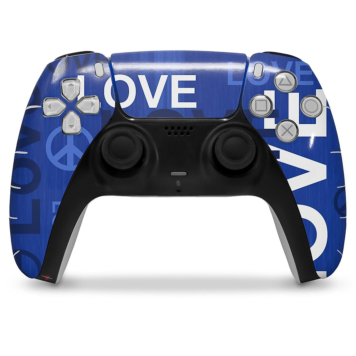 WraptorSkinz Skin Wrap compatible with Sony PS5 DualSense Controller Love and Peace Blue (CONTROLLER NOT INCLUDED)