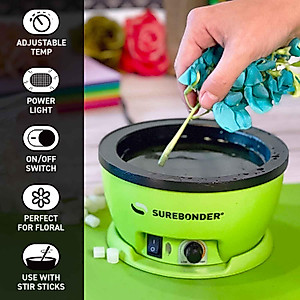 Surebonder Electric Hot Glue Skillet, Adjustable Temperature 225-400 F, 5-1/4" Diameter, 1-in Depth, Dip Crafts Directly Into Pot of Hot Glue (803)