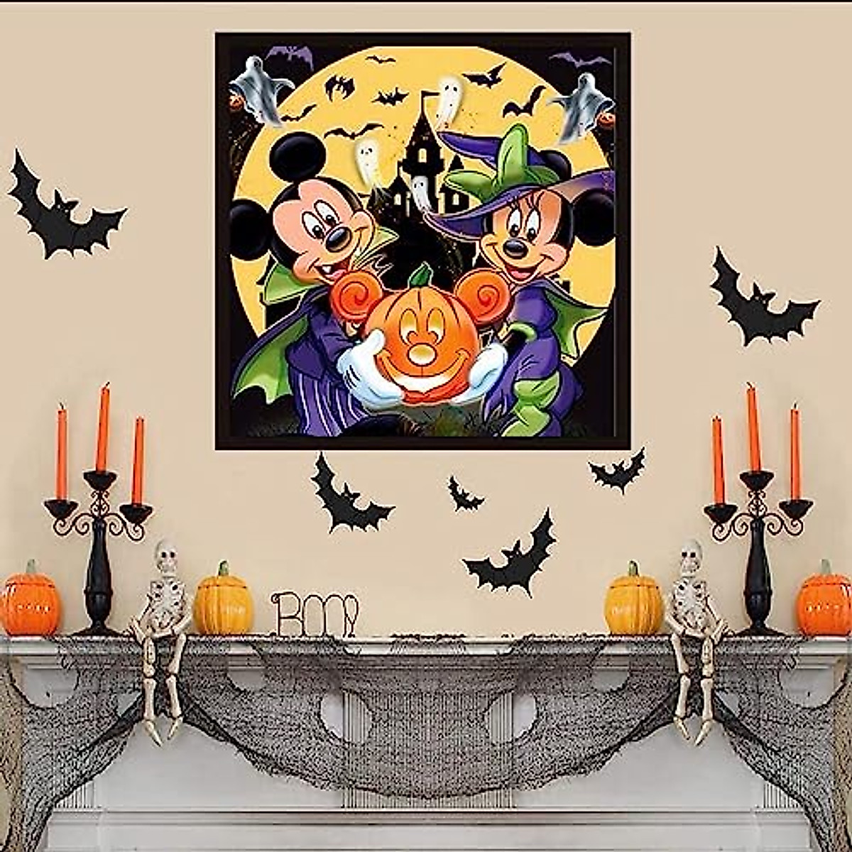 Halloween Diamond Art Painting Kits for Adults - Full Drill Diamond Dots Paintings for Beginners, Round 5D Paint with Diamonds Pictures Gem Art Painting Kits DIY Adult Crafts Kits 13.7x13.7inch