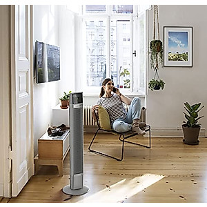 Lasko Works with Alexa Oscillating Tower Fan, Voice Controlled, 4 Quiet Speeds, Sleep Mode, Timer, Bedroom, Living Room, 48", White, T48401