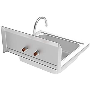 KoolMore Stainless Steel Commercial Hand Sink with Goosneck Faucet 17" x 15" - Wall Mount Hand Wash Sink, Silver (SH17-4GNF)