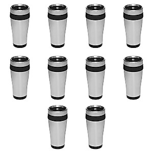 DISCOUNT PROMOS Insulated Stainless Steel Travel Mugs 16 oz. Set of 10, Bulk Pack - Perfect for Coffee, Soda, Other Hot & Cold Beverages - Black