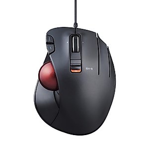 ELECOM EX-G Wired Trackball Mouse, Ergonomic Thumb Control, Smooth Tracking Roller Ball, 6 Programmable Buttons, Tilt Scroll, Computer Mice for PC Mac