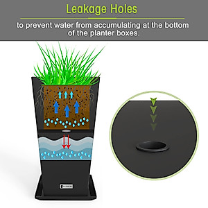 Elevens 28" Outdoor Planter Larger Flower Pots Indoor Modern Tapered Square Outdoor Planter Indoor and Outdoor Flower Pots for Front Door, Patio and Deck（2 Packs）