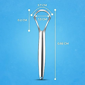 Tongue Scraper for Adults by HOKIN (1Pcs Oral Care Pack) Stainless Steel Tongue Cleaners Reduce Bad Breath 100% Metal Tough Scrapers Men and Women Hygiene