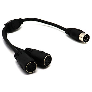 LOKEKE 7 Pin DIN MIDI Splitter Cable, 7 Pin DIN DIMI Male to 2 Din 7 Pin Female Y Cable Cord Wire Audio Socket for Bang Olufsen Naim(7Pin to 7Pin)