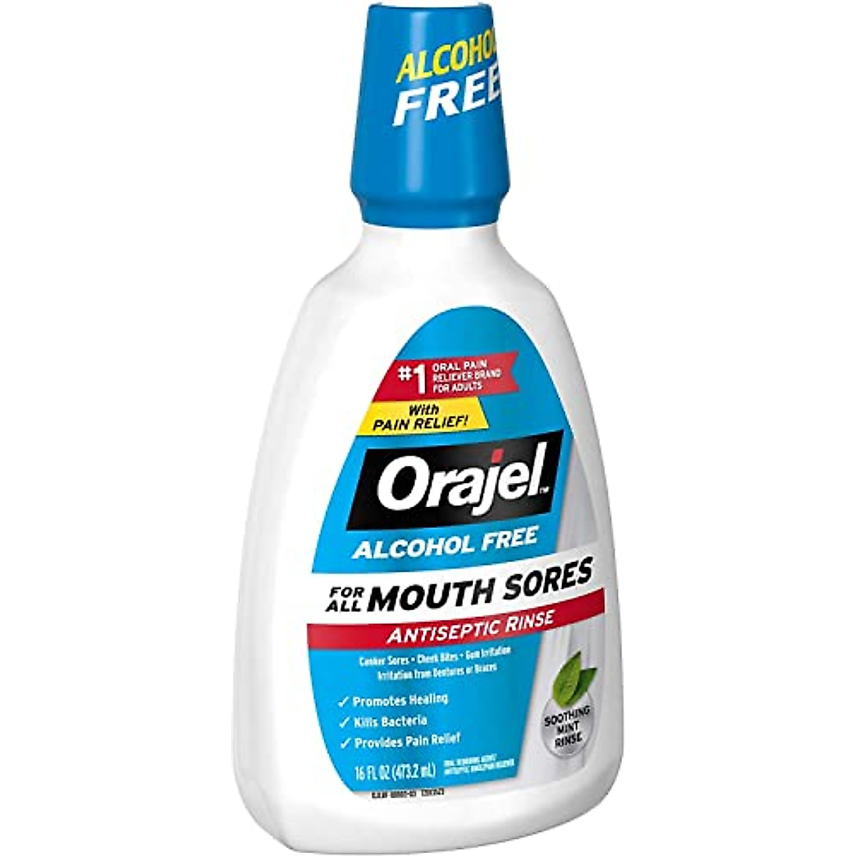Orajel Alcohol-Free Antiseptic Mouth Sore Rinse, Fresh Mint, 16 Fl Oz (Pack of 2)