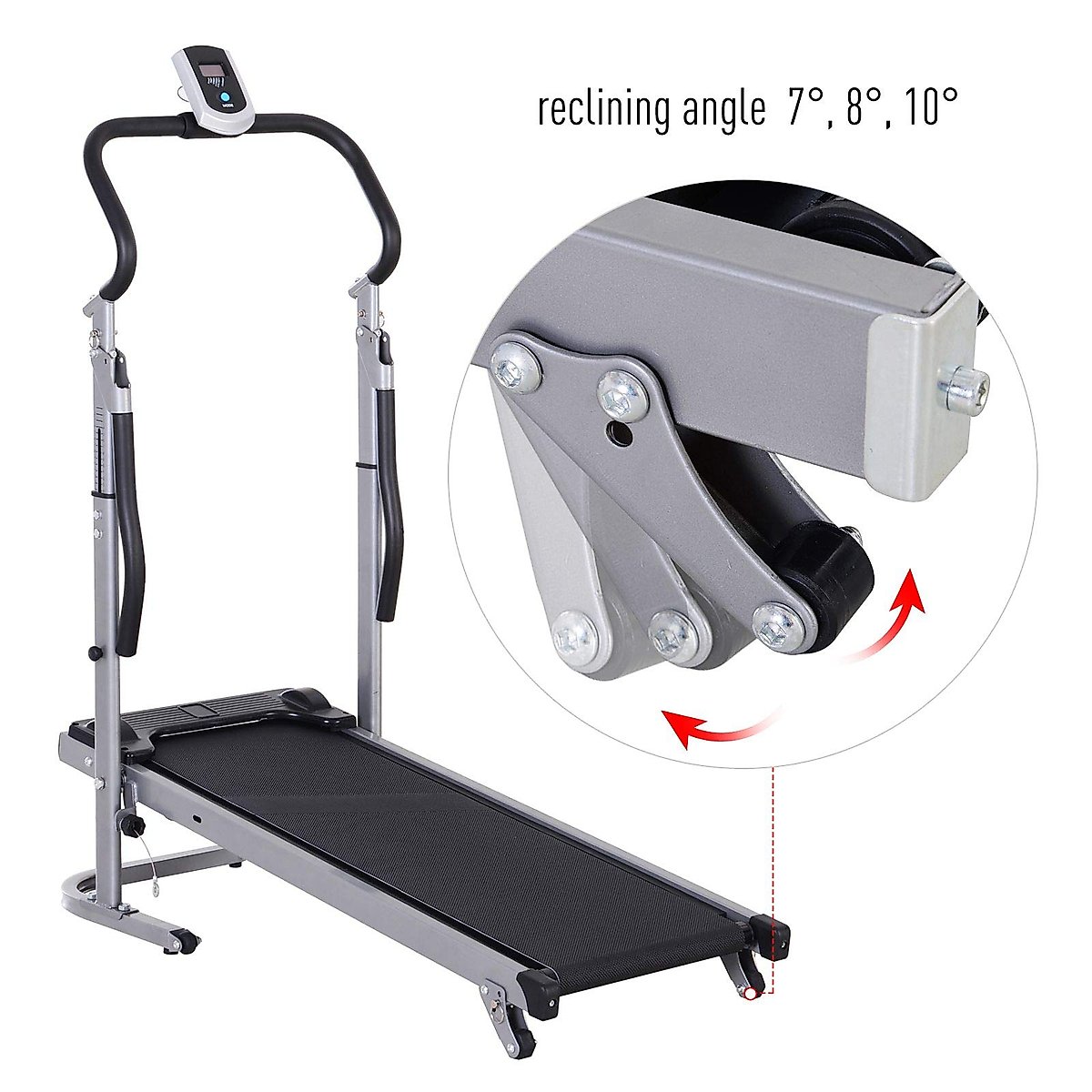 Soozier 2-in-1 Folding Walking Manual Treadmill Machine Sit Up Bench Running with LCD Screen Home Exercise Fitness