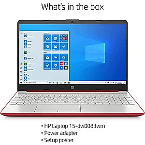 HP Laptop, 15.6" HD Display, Intel Pentium Gold 6405U 2.4 GHz Processor, 8GB DDR4 RAM, 1TB SSD, SD Card Reader, Webcam, HDMI, Wi-Fi, RJ-45, USB-C, Windows 11 Home, Red, JVQ MP